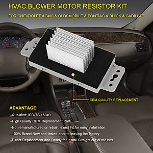 15-81773 HVAC Fan Blower Motor Resistor Kit with Harness Compatible with Chevy Silverado Tahoe Suburban Avalanche Trailblazer GMC Sierra Envoy Yukon XL Replaces 89018778, 89019351, 19260762, RU-631