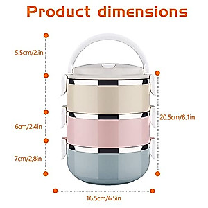 AOSUYOU 3 Layer Stainless Steel Leakproof Lunch Box, Portable Carry Hand Food Storage Container for Work Lunches, Picnic, Travel, Camping with Lunch Bag