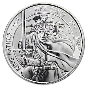 2023 1 oz British Silver King Arthur Coin by the Royal Mint Brilliant Uncirculated with Certificate of Authenticity £2 Mint State