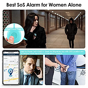 Self Defense Personal Alarm Keychain for Women with GPS Position BBguarder App SOS Alert by Sound/Call/Email/SMS Security Safe Protection Devices 120 Db Gifts for Girlfriend Wife Birthday Holiday Aqua