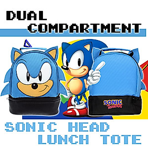 Sega Sonic the Hedgehog Lunch Bag Big Face Dual Compartment Lunch Box Kit