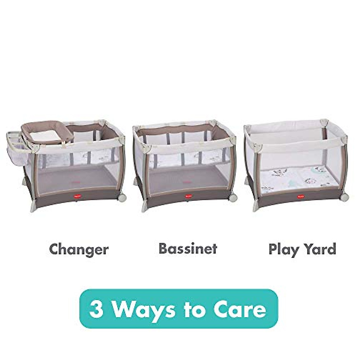 Tiny Love 6-in-1 Here I Grow Deluxe Playard, 6 Mode Baby Playpen: with Bassinet, Playmat, Toy Arch, Changer, and Travel Bag, Magical Tales