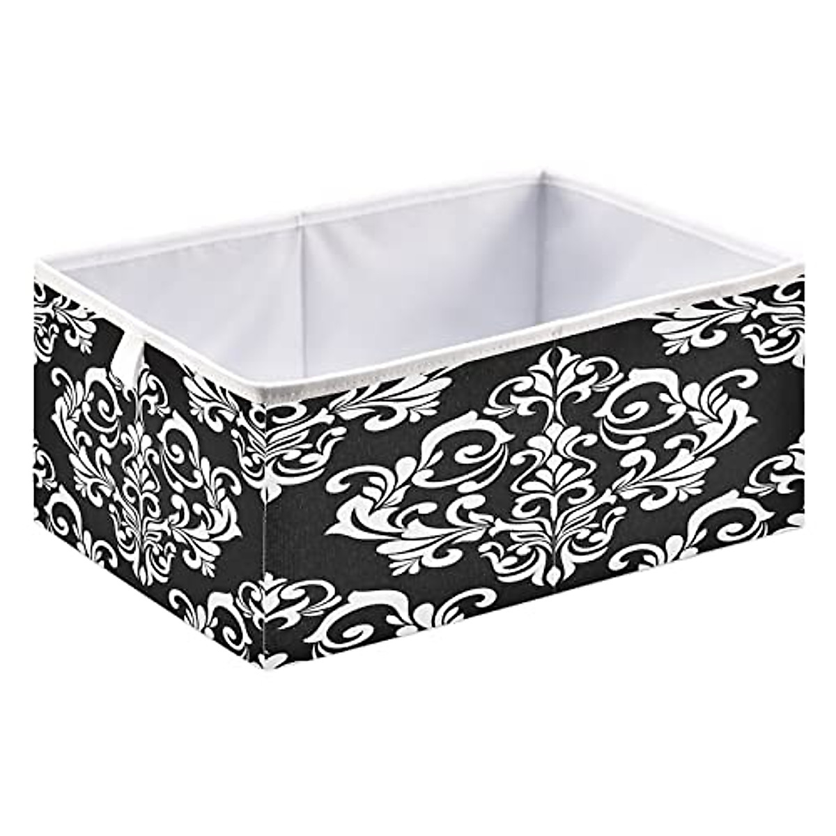 Kigai Cube Storage Bin Black Damask Baroque Floral Foldable Storage Basket Toy Storage Box for Home Organizing Shelf Closet Bins, 11 x 11 x 11-Inch