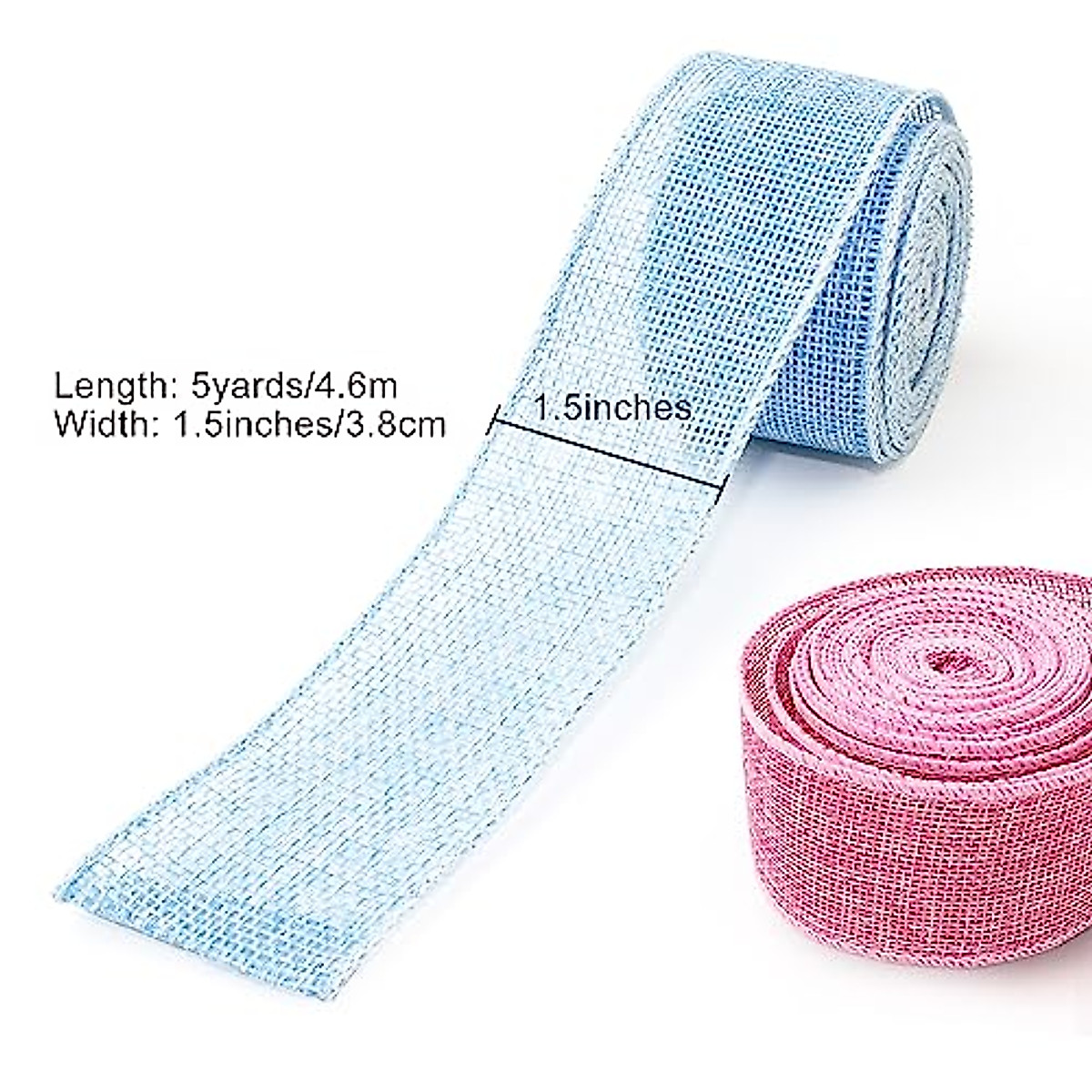 Mlurcu Burlap Ribbon Wired Ribbon 1-1/2 Inch Wide Burlap Wired Ribbon 6 Rolls 30 Yards Solid Fabric Metal Wire Edge Ribbon for Crafts Gift Wrapping Wreaths Bows Making Easter Christmas Decorations