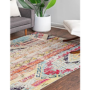 Unique Loom Sedona Collection Distressed, Southwestern, Vintage, Modern, Over-Dyed, Abstract Area Rug (5' 0 x 8' 0 Rectangular, Multi/Beige)