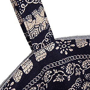 OPQRSTU Women Hippie Tote Hand Bag Large Capacity Bohemian Bag Portable Tourist Shoulder Bags (black)