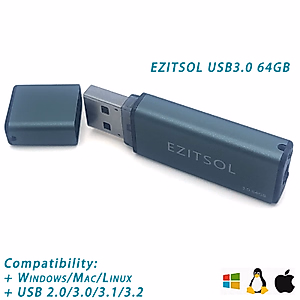 EZITSOL 64GB/128GB Write Protect USB Flash Drive with Physical Switch,Write Blocker Protection,64GB exFat USB3.0 High Speed up to 150MB/S,MLC Jump Drive Pendrive Thumb Drive Memory Stick