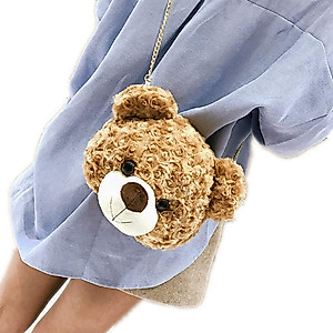 Womens Cute Plush Crossbody Shoulder Bag Fluffy Chic Plush Wallet Purse Furry Handbag with Chain