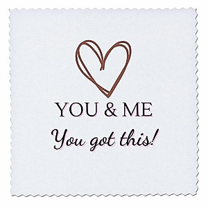 3dRose Image of a Heart with Text of You and Me,You got This - Quilt Squares (qs-378458-4)