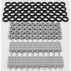 LEGO New Tire, Wheel and Technic Brick Axles Bulk Lot - 100 Pieces Total