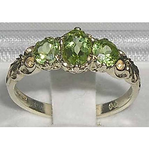 LetsBuyGold 925 Sterling Silver Real Genuine Peridot Womens Anniversary Ring - Size 8