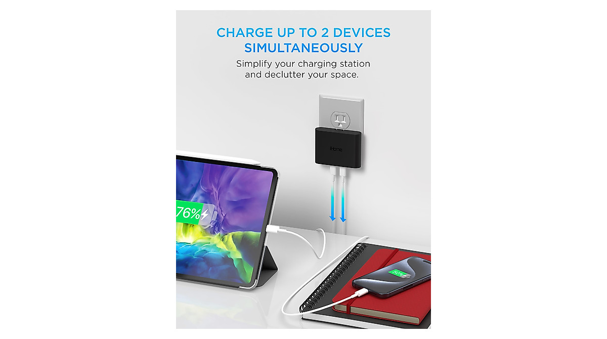 iHome Multiport USB-C Charger: Fast & Slim Design