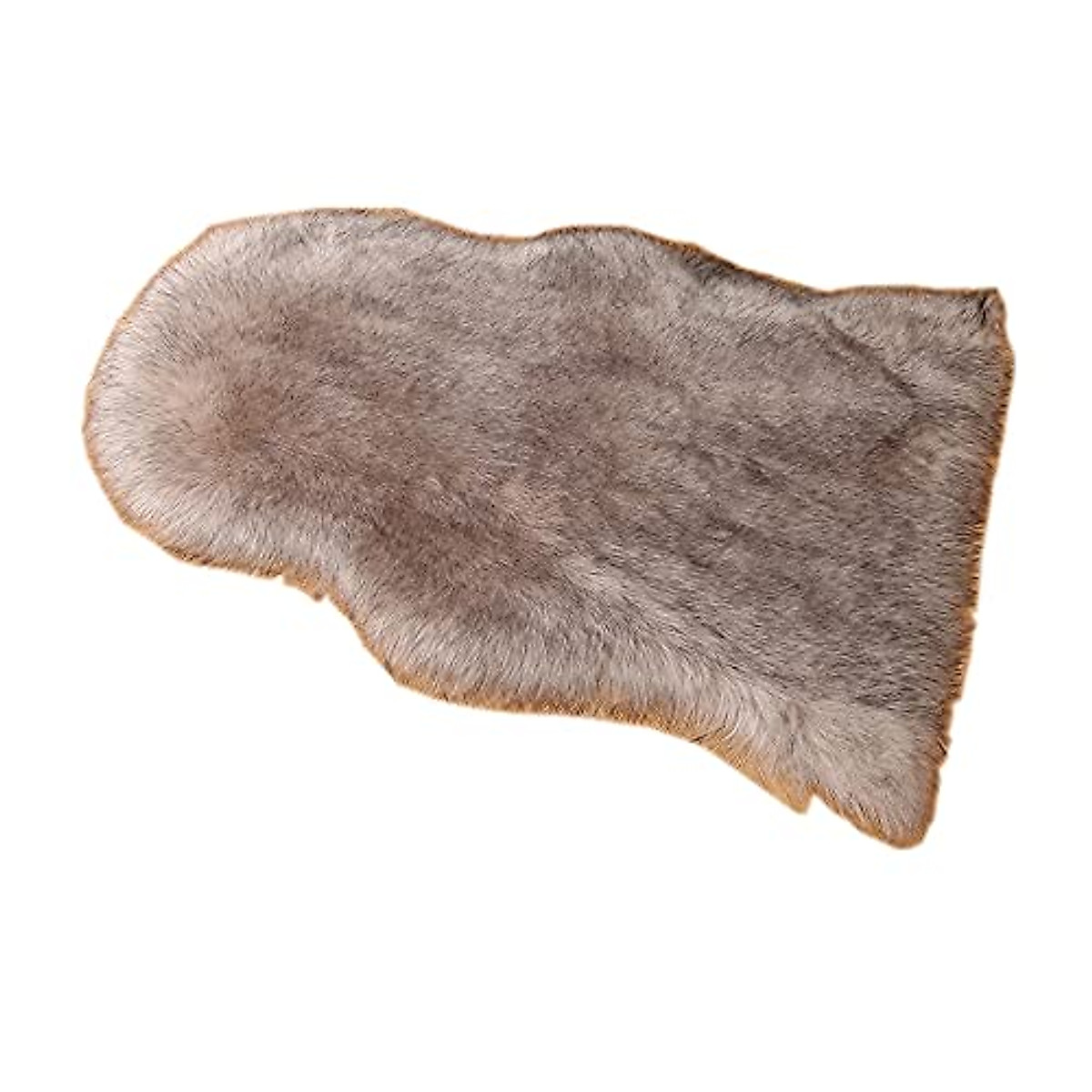 MALONGJI Luxury Soft Small Faux Sheepskin Fur Rugs Area Rug Fluffy Carpets Rug Cushion for Bedroom Living Room Anti-Skid Durable Round Rectangle Fuzzy Rug (Brown, Sheepskin Shape)
