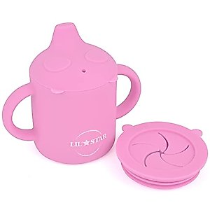 LIL' STAR Silicone Sippy Cup and Snack Cup 2-in-1 | 5oz Sippy Cups for Baby 6+ Months | Spill Proof Sippy Cups for Toddlers | Soft Silicone Baby Training Cup with Handles | BPA Free