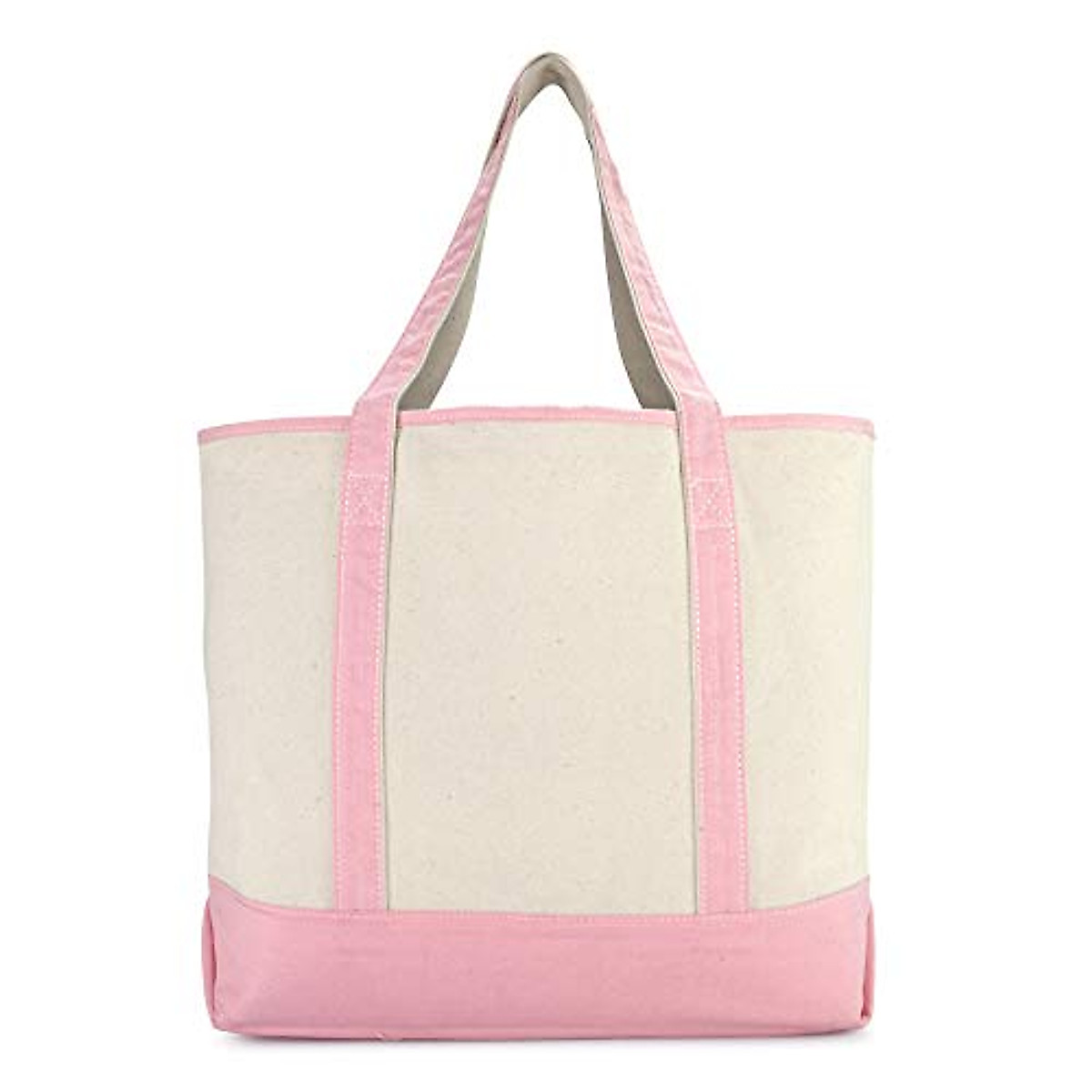 DALIX Women's Cotton Canvas Tote Bag Large Shoulder Bags Pink Monogram J