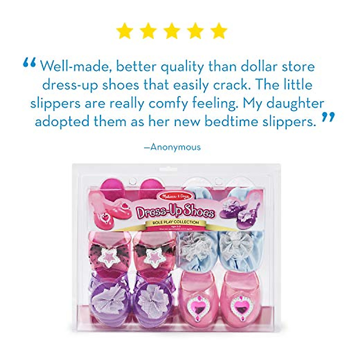 Melissa & Doug Role Play Collection - Step In Style! Dress-Up Shoes Set (4 Pairs), Multicolored, 11" x 12" x 4.5" Packaged