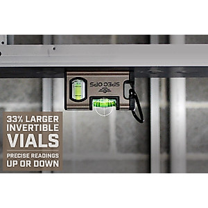 Spec Ops Tools 4" Magnetic Pocket Level, 33% Larger Block Vials, Includes Carabiner, 3% Donated to Veterans