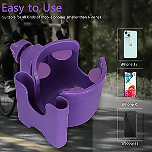 Suranew Adjustable Stroller Cup Holder with Phone Holder for Baby Stroller for Family Members, Walker Purple