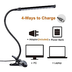 LEPOWER Led Clip on Light/Reading Light with Gooseneck 5W Book Light Color Temperature Changeable Clip Light and Piano Light (Metal)