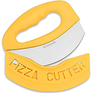 Suanyok Premium Pizza Cutter Food Chopper-Super Sharp Blade Stainless Steel Pizza Cutter Rocker Slicer with Protective Sheath Multi Function Pizza Knife Kitchen Tools,Dishwasher Safe