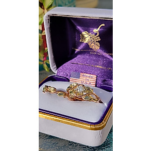 10k Rose and Yellow Gold, Foliage Diamond Engagement and Wedding Ring Set, 12k Green Black Hills Gold Size 9