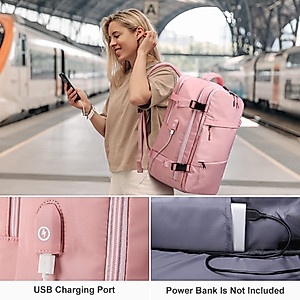 HOMIEE Travel Backpack for Women Airline Approved, 15.6 Inch Laptop Backpack Personal Item Size, Lightweight Carry On Nurse Bag, Pink
