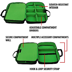 USA Gear Projector Case - Projector Bag Compatible with DBPOWER, ViewSonic PJD5134, Dr. J HI-04, PVO Portable Projector and More Movie Projector - Scratch Resistant & Customizable Interior (Green)