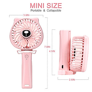 TriPole Mini Handheld Fan 2600mAh Battery Operated Fan 3 Speed Adjustable USB Rechargeable Small Portable Personal Fan Foldable Stroller Desk Table Fan for Kids Girls Woman Home Office Outdoor Travel