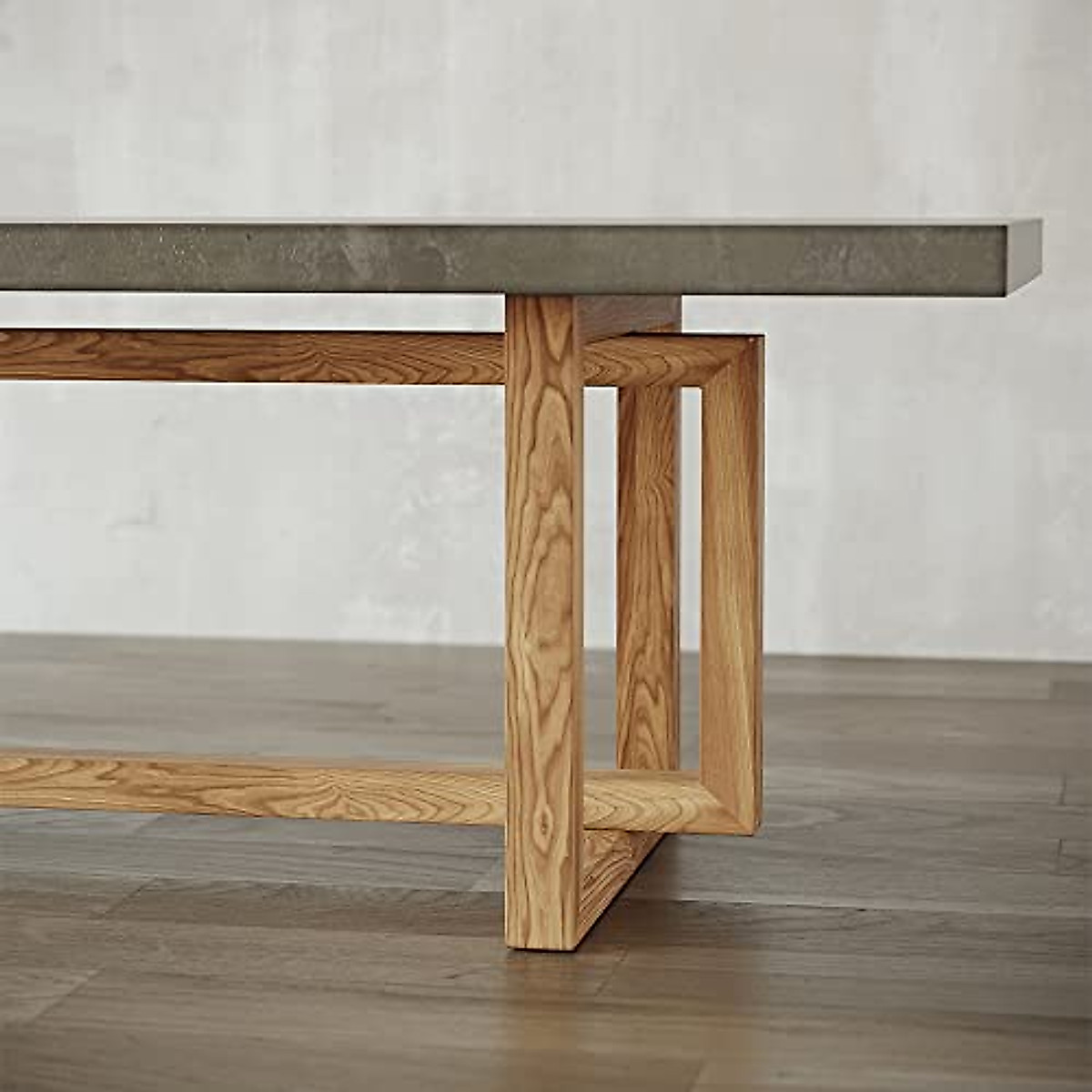 KunMai 63'' Dining Table Concrete Grey Dining Table for 6 Rectangle Wooden Tabletop