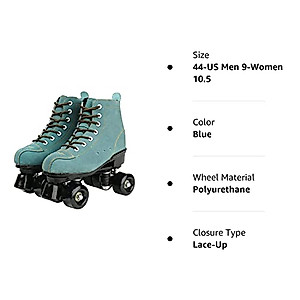 XUDREZ Cowhide Roller Skates for Women and Men High-Top Shoes Double-Row Design,Adjustable Classic Premium Roller Skates (Blue,7)