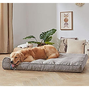 BDEUS 50 x 36 x 6.5In Orthopedic Dog Beds for Large Dogs Clearance Super Thick & Comfortable Pet Bed with Pillow, Washable Cover and Anti-Slip Bottom