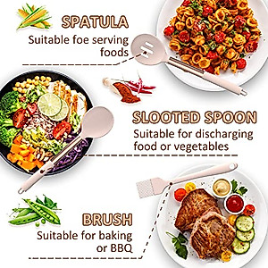 Silicone Cooking Utensil Set, Fungun Kitchen Utensils Set with Copper Handle 24 Pcs Kitchen Gadgets Tools Set, Non-stick Heat Resistant Kitchen Spatulas Set - Khaki…