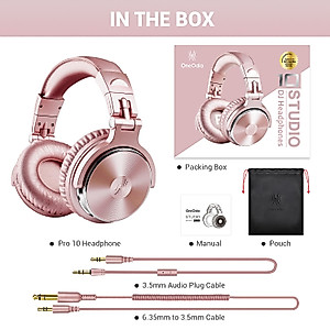 OneOdio Wired Over Ear Headphones Hi-Res Studio Monitor & Mixing DJ Stereo Headsets with 50mm Drivers and 1/4 to 3.5mm Jack for AMP Computer Recording Podcast Keyboard Guitar Laptop - Pink