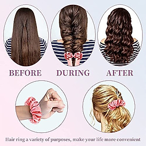 Heatless-Hair-Curler, Upgraded Segmented Design No Heat Silk Curls Headband for More Comfortable Sleep Overnight, Silk Curling Ribbon for Hair with Rubber Bands and Clips (Pink)