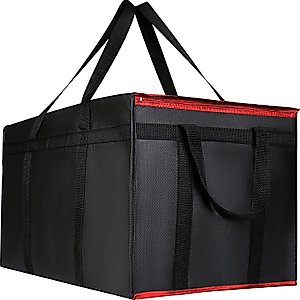 musbus For doordash catering bag 22x14x13 Black Red Insulated Food Delivery Bag Cooler Bags Keep Food Warm Catering Therma for doordash Catering Cooler BagsTherma Shopper hot XXXL 22w x 14 lx 13d