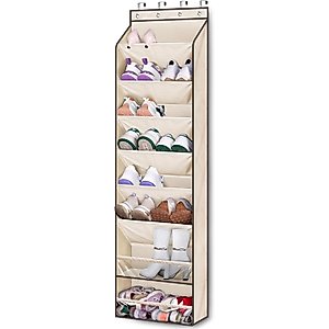KEETDY Over The Door Shoe Organizer Fit 20 Pairs Sneakers Large Hanging Shoe Organizer for Closet Door Storage Boots, Beige