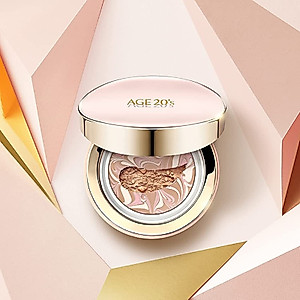 AGE 20’s Signature Hydrating Essence Sunscreen Foundation for Dry Skin, SPF 50+, BB & CC Cream, Moisture Cushion Pact, Refill Included, 21 Light Beige (0.49oz x 2ea)