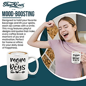 shop4ever Mom of Boys Ceramic Coffee Mug Tea Cup, Boy Mama Mother's Day Gift 11 oz (White)