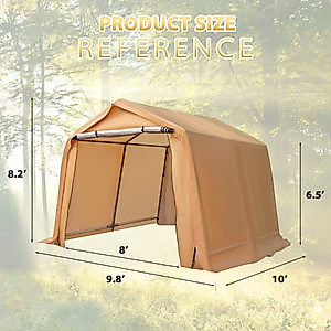 MELLCOM 10x10 ft Outdoor Storage Shelter - Heavy Duty Portable Garage, Tool Shed, Carport - Ideal for Bikes, Motorcycles, and Outdoor Tools - Beige