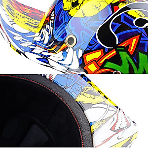 WYFDC DOT Approved - Retro Baseball Style Cap Motorcycle Helmet Unisex-Adult - for Bike Cruiser Chopper Moped Scooter (X-Large, Painting), Black