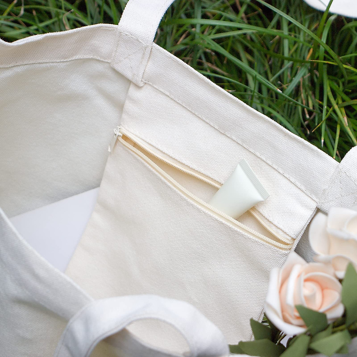 Kimoli Floral Canvas Aesthetic Tote Bag for Women Beach Bag Shopping Bags Shoulder Bag Reusable Grocery Bags A