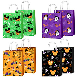 GPWXYYY 16Pcs Mouse Halloween Decorations, 4 Styles Mouse Themed Halloween Party Favors Bags with Handles for Halloween Party Goodie Bags for Halloween Party Supplies