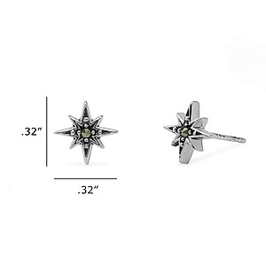 Boma Jewelry Sterling Silver Marcasite North Star Stud Earrings