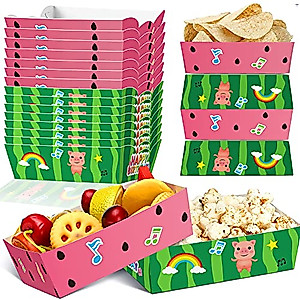 Nabenkalu Cartoon Melon Paper Food Trays 24pcs Watermelon Snack bowl for Kid Theme Birthday Decoration Baby Shower Party Supplies