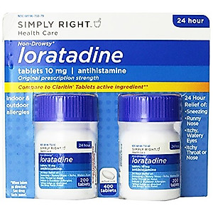 Member's Mark 10 mg Loratadine Indoor & Outdoor 24 Hour Allergy Relief Non-drowsy Tablets 200 ct., 2 pk. (400 Tablets Total)