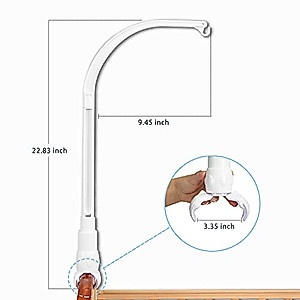 HLEEDUO 23 INCH Baby Mobile arm for Crib,Mobile Holder for Crib-White Baby Mobile arm with Nursery Crib Mobile arm Cover, Mobile Hanger for Crib