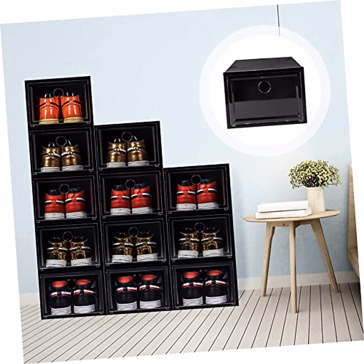 Amosfun 2 Pcs Plastic Transparent Shoe Box Shoes Storage Shoe Storage Shoes Closet Organizer Closet Drawer Divider Front Opening Shoe Holder Sneaker Storage Clothes Stackable Plastic Pp