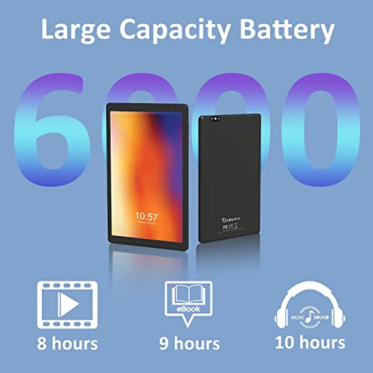 Tibuta Tablet 10" Android 11.0 Tablets, 2GB RAM 32GB ROM, Quad Core Processor, IPS HD Display, 5.0MP Front + 8.0MP Rear Camera, 2022-E100 Bluetooth Tablets, Wi-Fi Tablet, 6000mah Battery