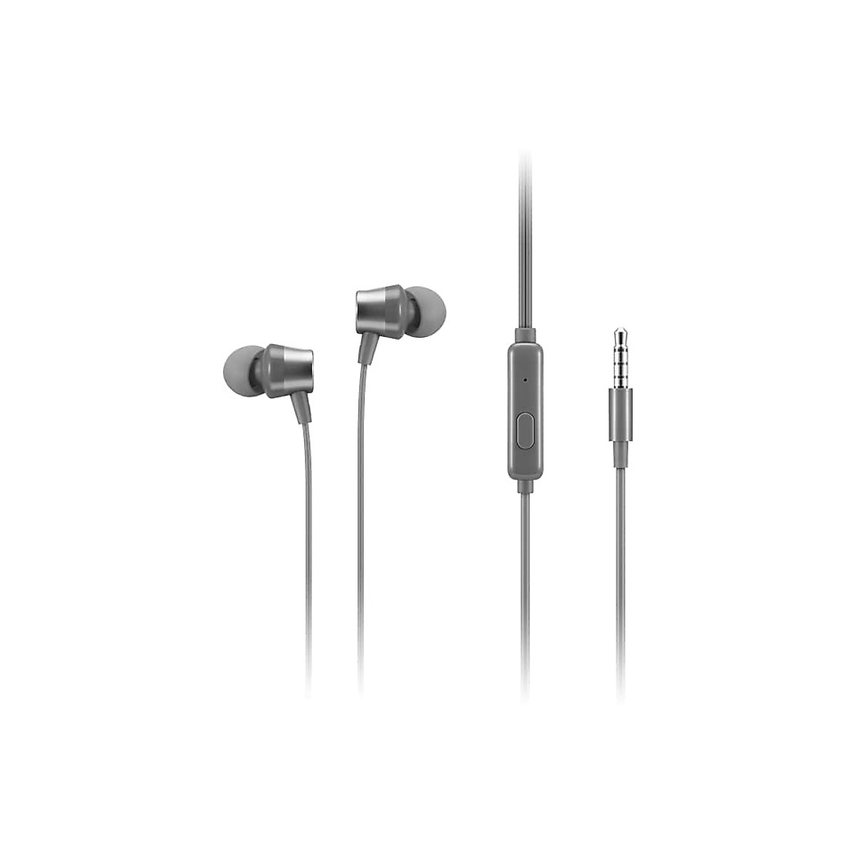 Lenovo - 110 Analog in-Ear Headphones - in-Line Microphone - 3.5mm Connectivity - Play & Pause Button - 3 Sizes of Ear Tips Included,Grey