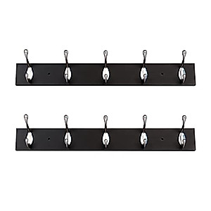 ROOREVO Coat Rack Wall Mounted 2 Pack, Hat Rack Wall Hooks, Coat Hooks Wall Hanger with 5 Metal Hooks (2 PCS, Black) New